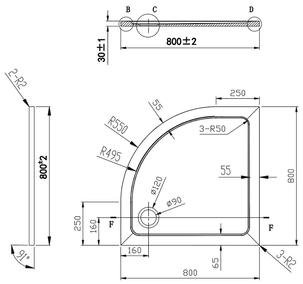 Olsen Spa Venets 80 x 80 x 3 cm VANKCTVRT80 sprchová vanička