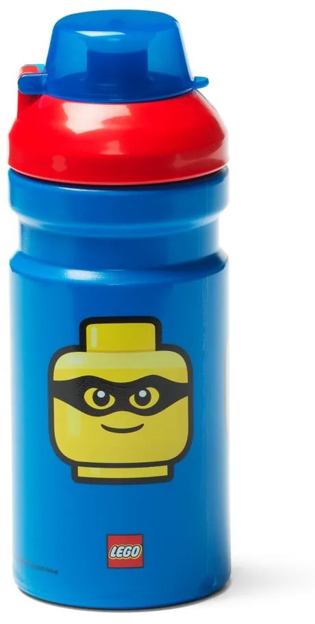 Modrá lahev na vodu s červeným víčkem LEGO® Iconic, 390 ml
