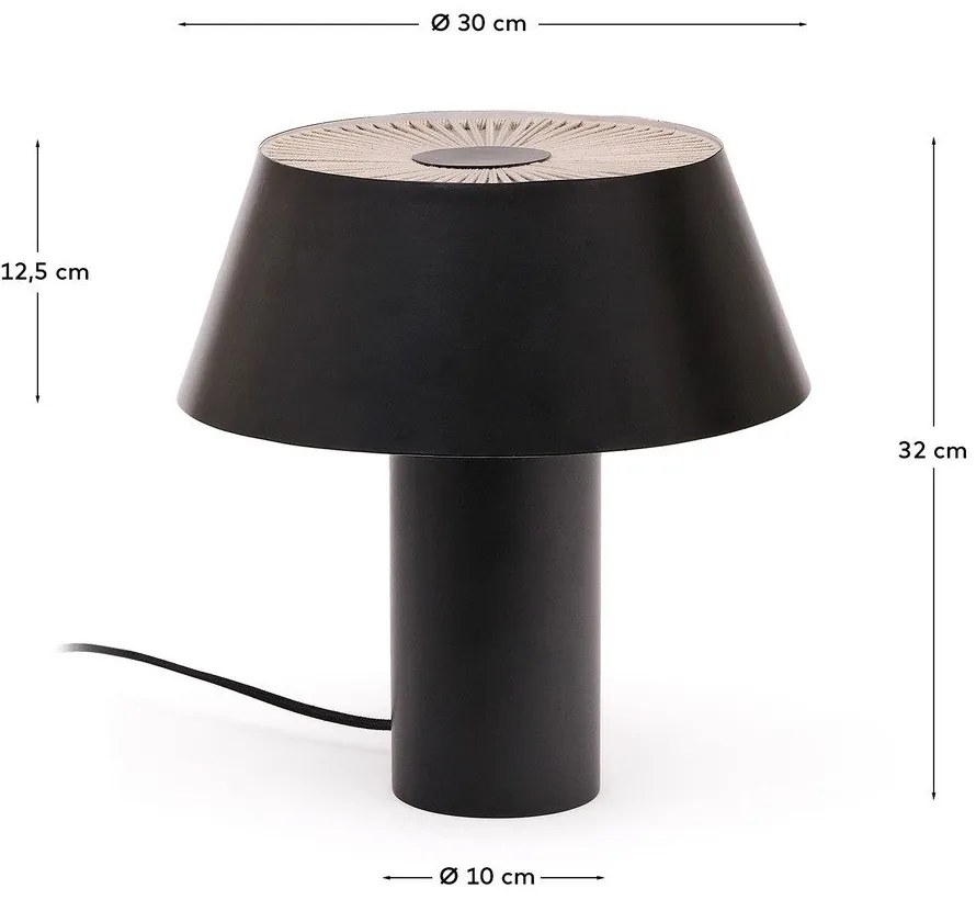 Černá stolní lampa s kovovým stínidlem (výška 32 cm) Ancare – Kave Home