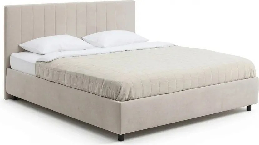 Béžová čalouněná dvoulůžková postel s úložným prostorem s roštem 160x200 cm Myra Slim Line – Bonami Selection