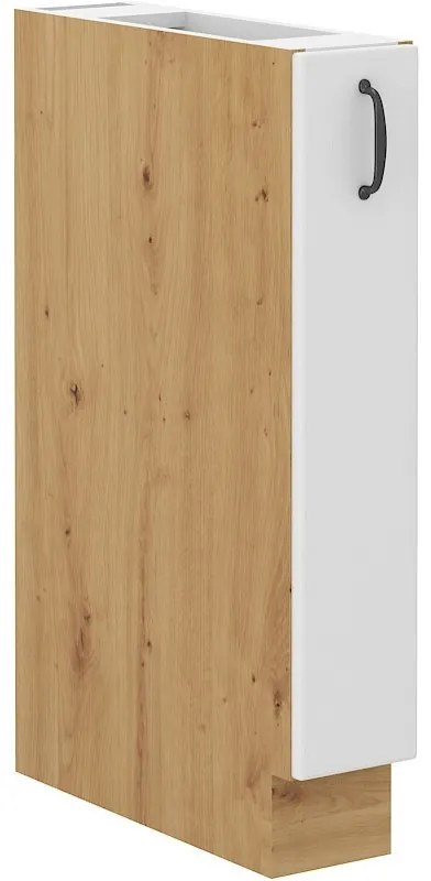 Výsuvná skříňka SOPHIA - šířka 15 cm, bílá / dub artisan
