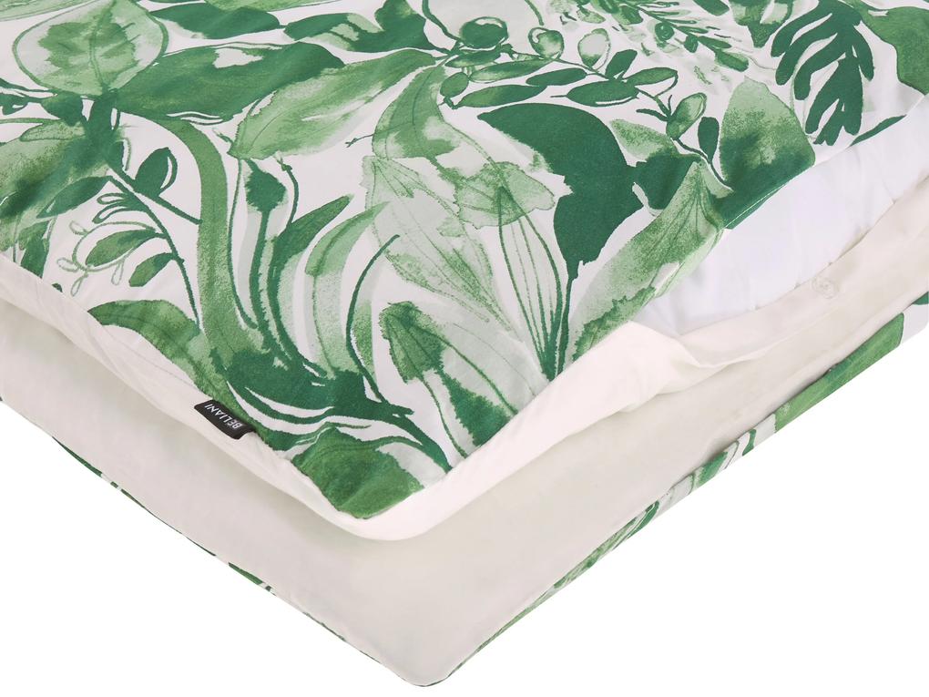 Povlečení 135 x 200 cm zeleno bílé GREENWOOD Beliani