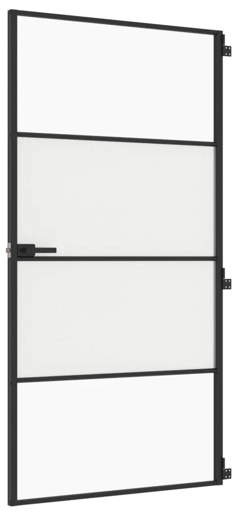 Interiérové dveře úzké černé 102,5x201,5 cm tvrzené sklo hliník