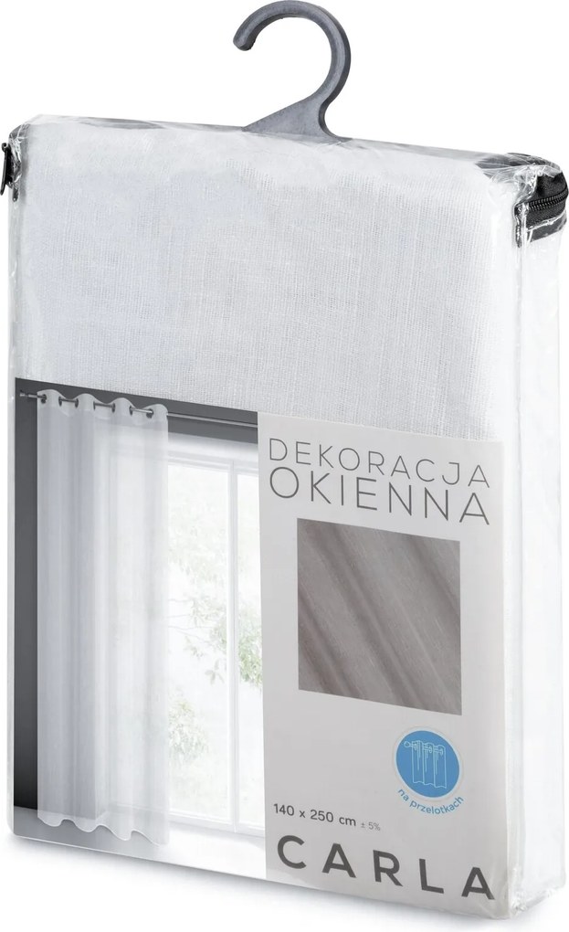 ZÁCLONA NA KROUŽCÍCH CARLA 140X250 CM BÍLÁ