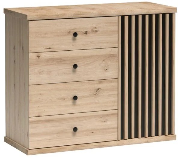 Casarredo - Komfort nábytek Komoda BARBUS 1D4S, dub artisan/černá