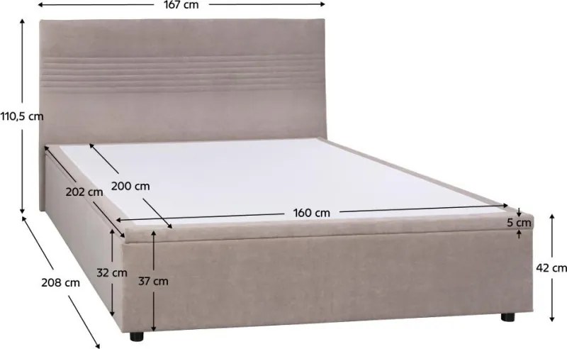 Postel s úložným prostorem, 160x200, béžová, RUNOL Kondela 0000413908