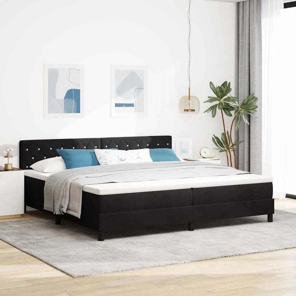Postel s boxspringem s matrací s čelo Černá 200 x 200 cm samet 3339130