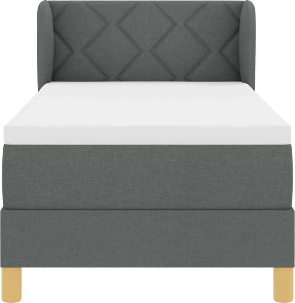 Postel s boxspringem s čelo Tmavě šedá 80 x 200 cm textil 3340242