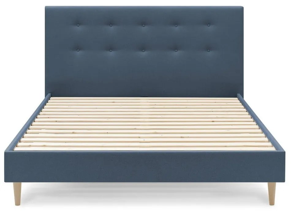 Modrá dvoulůžková postel Bobochic Paris Rory Light. 160 x 200 cm