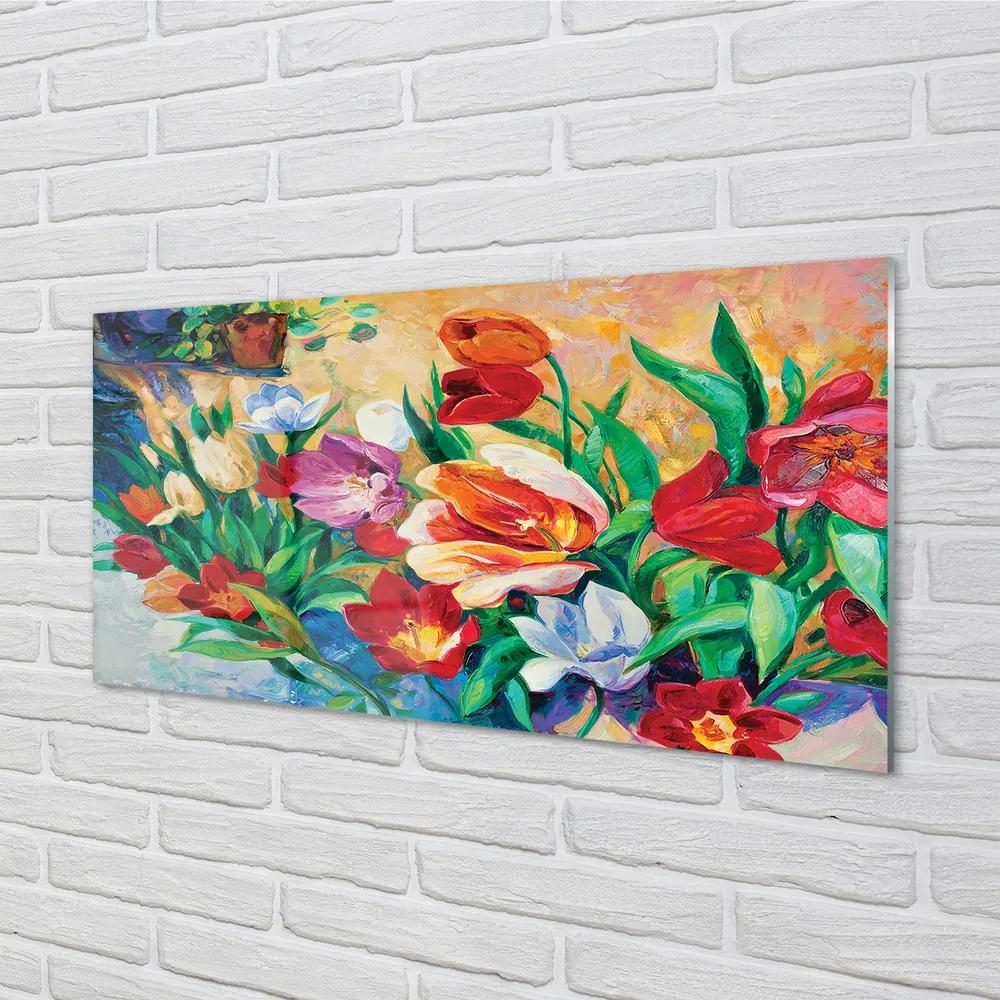 akrylový obraz květiny 140x70 cm