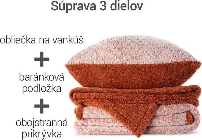 Beránková souprava POLKA karamelová 3 ks