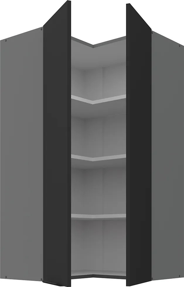 ARIA ab | horní kuchyňská skříňka 60x60 GN-108 2F (90°) rohová s policemi | EXTRA VYSOKÁ | 60x60 cm | antracit/černá