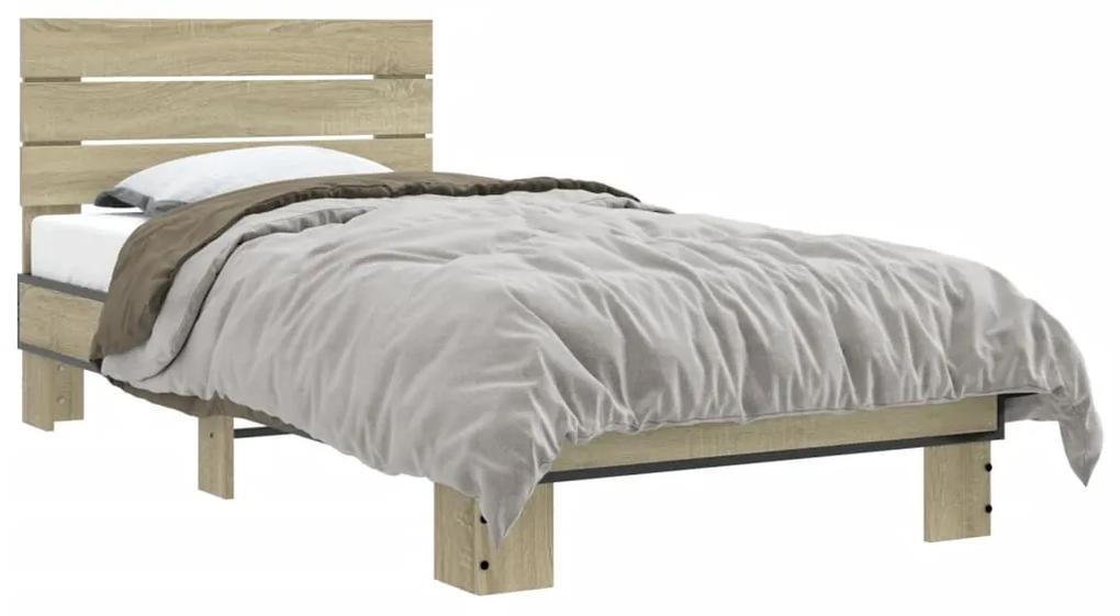 Rám postele dub sonoma 75 x 190 cm kompozitní dřevo a kov,  845748