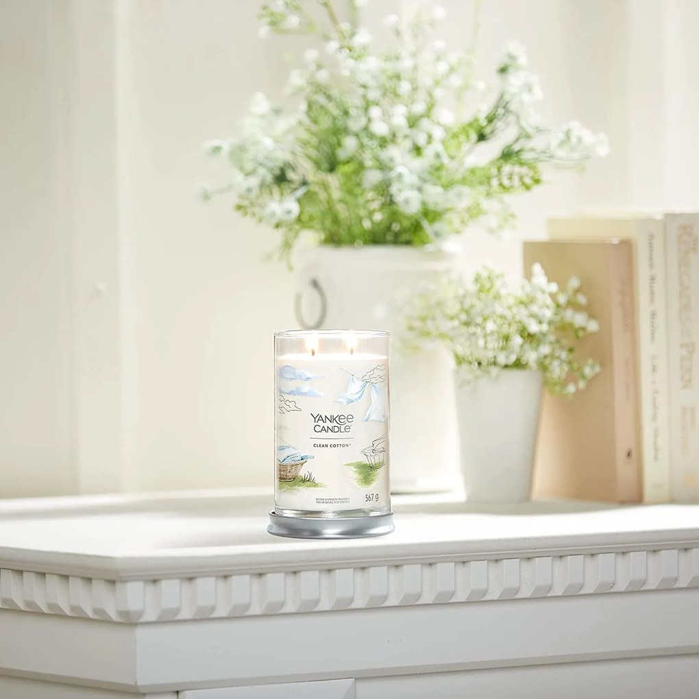 Yankee Candle vonná svíčka Signature Tumbler ve skle velká Clean Cotton  567 g