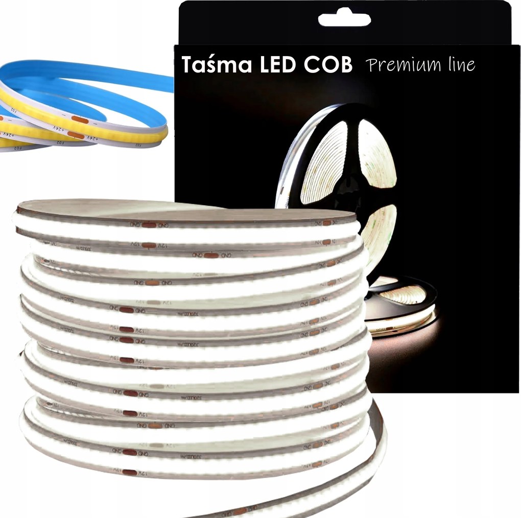 Led pásek Cob Premium 5 m 320 LED/m 6000K Bílý Studený 875lm Extra Silná