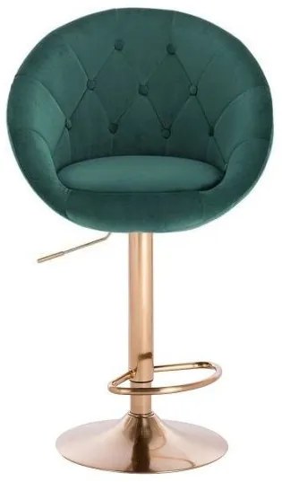 LuxuryForm DESIGN Barová židle VERA VELUR na zlaté kulaté podstavě - zelená