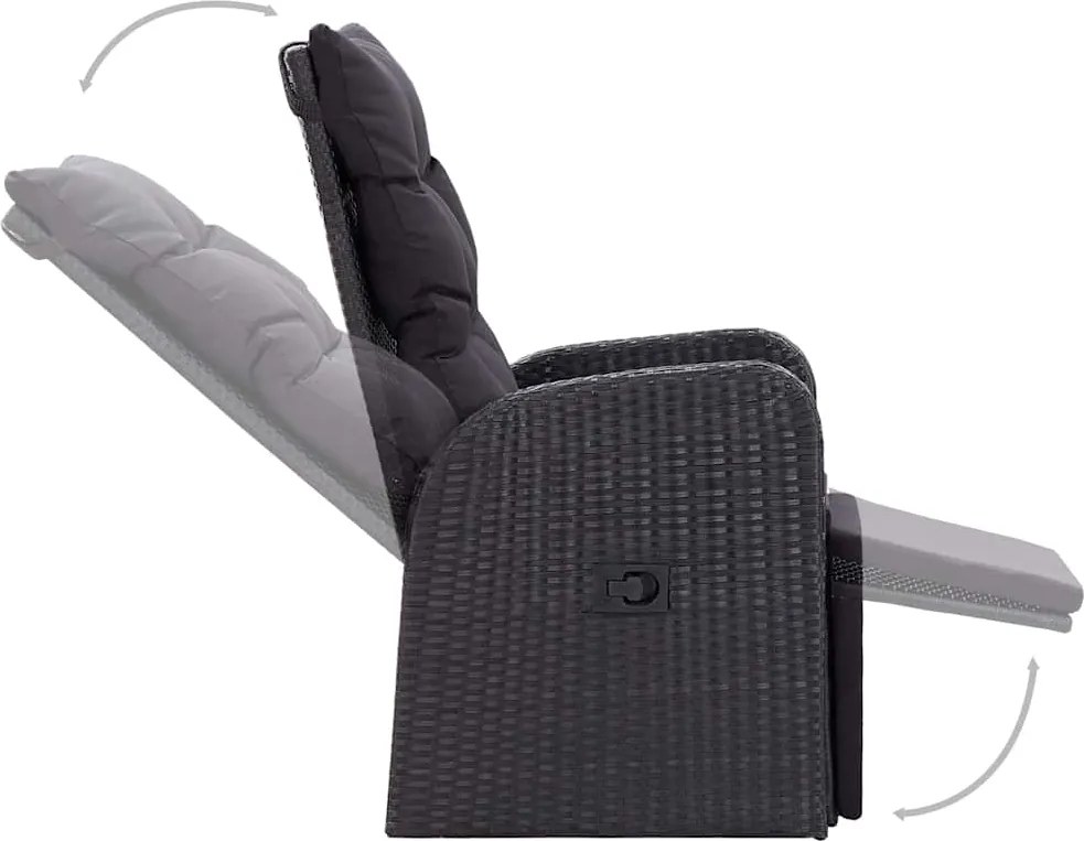 5dílný zahradní jídelní set černý 3068768