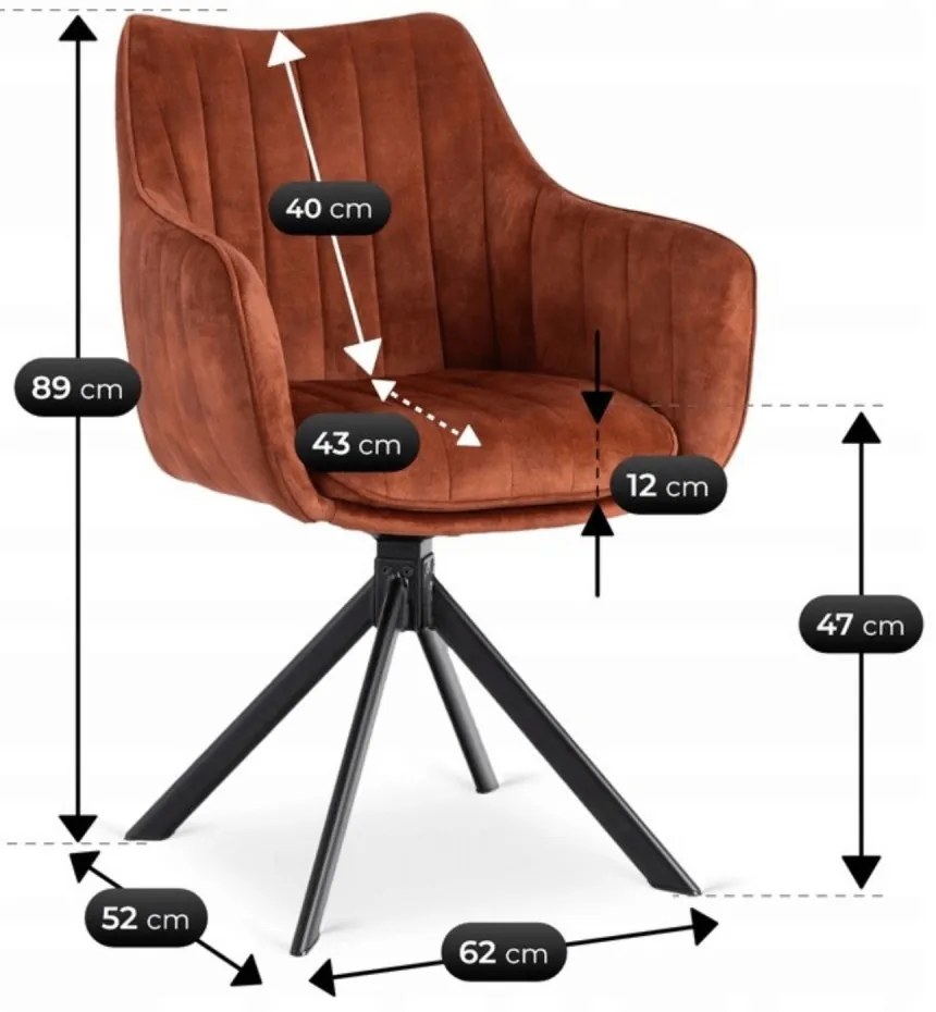 Otočná židle MUMBAI - Rezavý samet, moderní design
