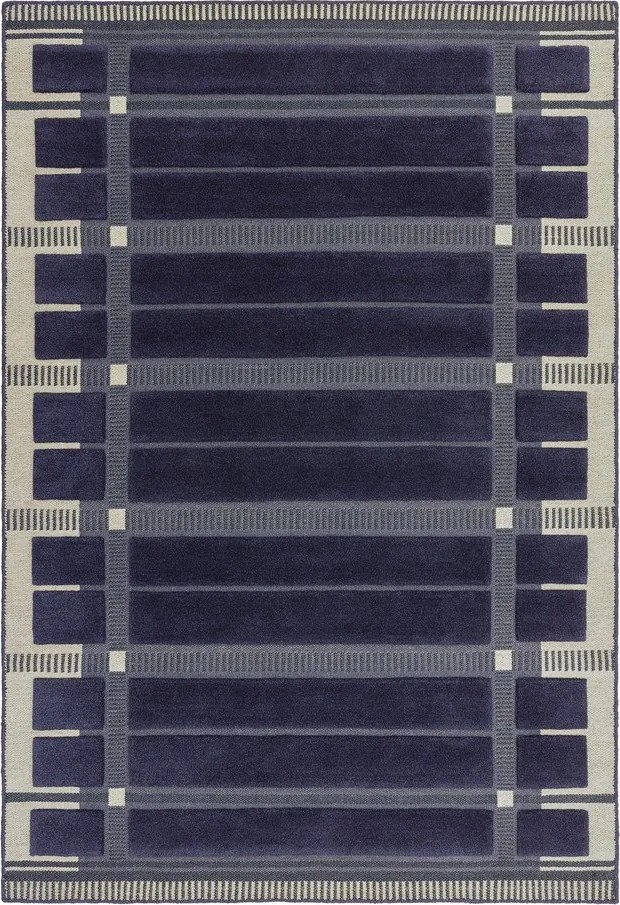 Tmavě modrý/béžový ručně tkaný vlněný koberec 160x230 cm – Asiatic Carpets