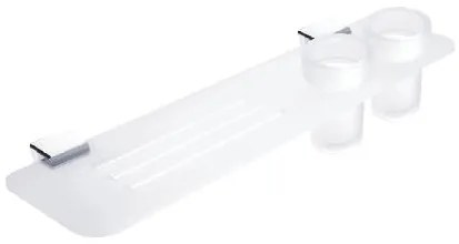Nimco Kibo - Polička s frézovanými otvory a se sklenkami, délka 50 cm, matný plexiglass/chrom Ki X350-58DW-26