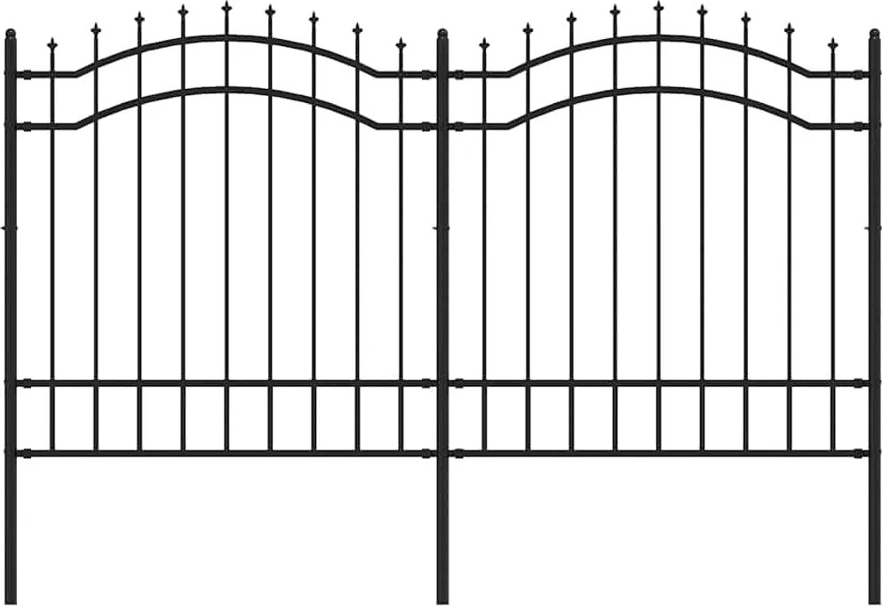 Zahradní plot Woerden s kopím nahoře černý 240 x 125 cm ocelový 151081