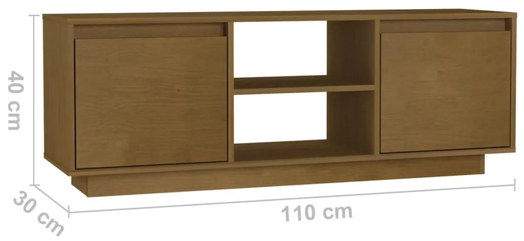 TV stolek medově hnědý 110 x 30 x 40 cm masivní borové dřevo