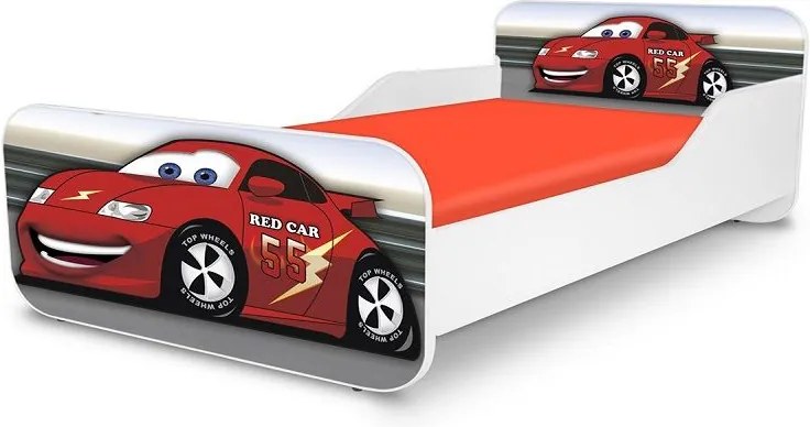 Dětská postel - Červené auto na cestě - small kwadra - 140 x 70 cm