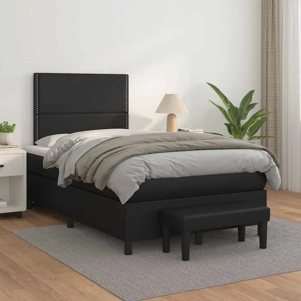 Box spring postel s matrací černá 120x190 cm umělá kůže 3270445