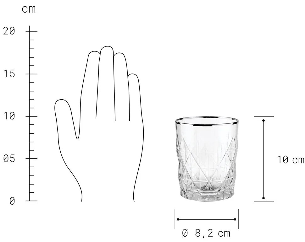 UPSCALE Sklenice na vodu 345 ml - stříbrná