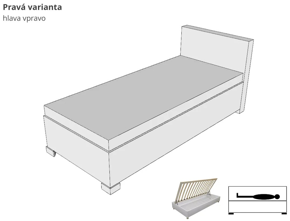 NEW DESIGN postele Válenda XXL s hlavovým čelem a úložným prostorem, matrace a rošt v ceně, 80×200 cm Velikost postele: 80 × 200 cm, Strana: Levá