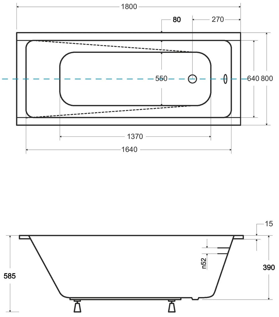 Besco Modern Slim 180x80 akrylátová vana