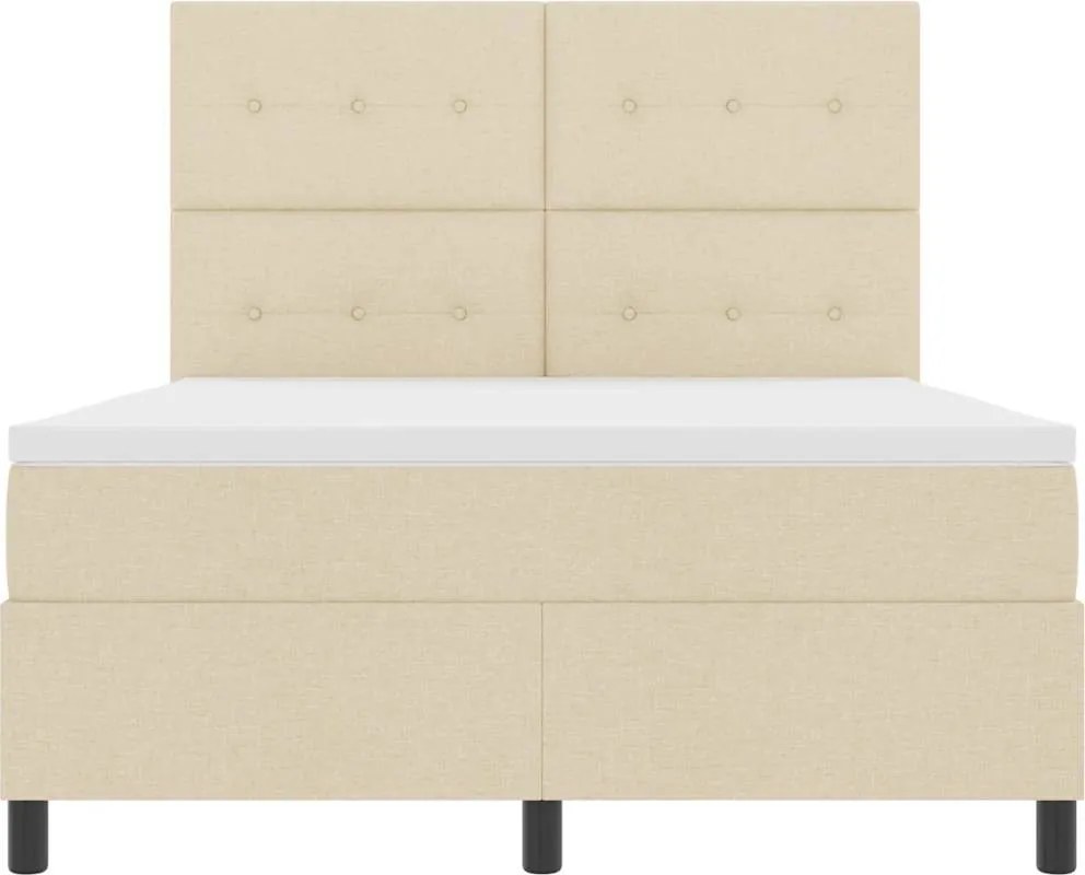 Postel s boxspringem s čelo Krémová 140 x 200 cm textil 3339397