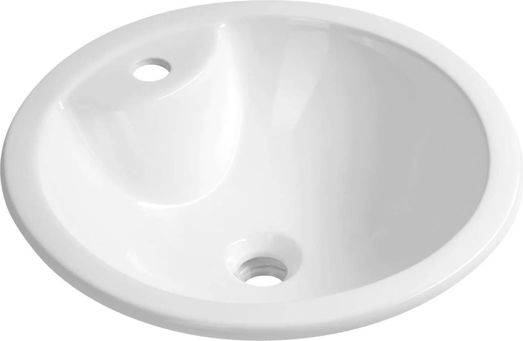 Aqualine Shipra - Umyvadlo, průměr 46 cm, s přepadem, otvor pro baterii, bílá NP564