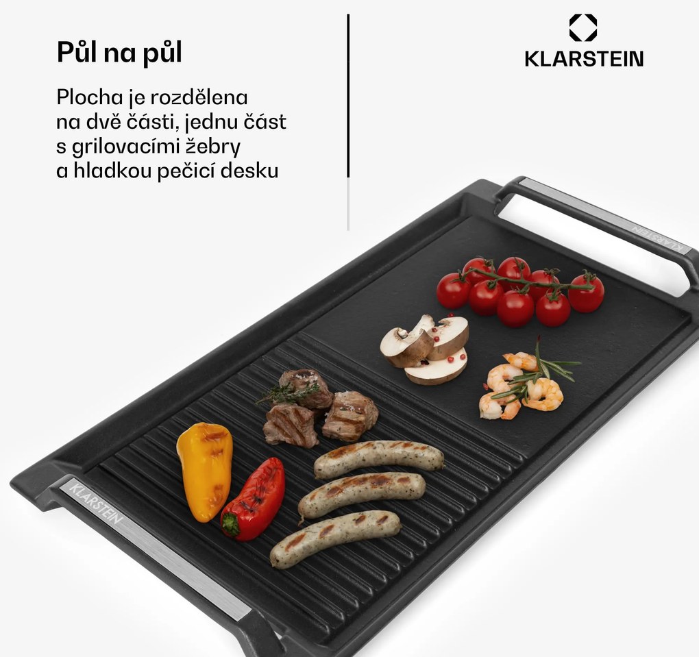 Klarstein Delicatesa Grill Pan, grilovací deska, příslušenství k indukční varné desce, černá