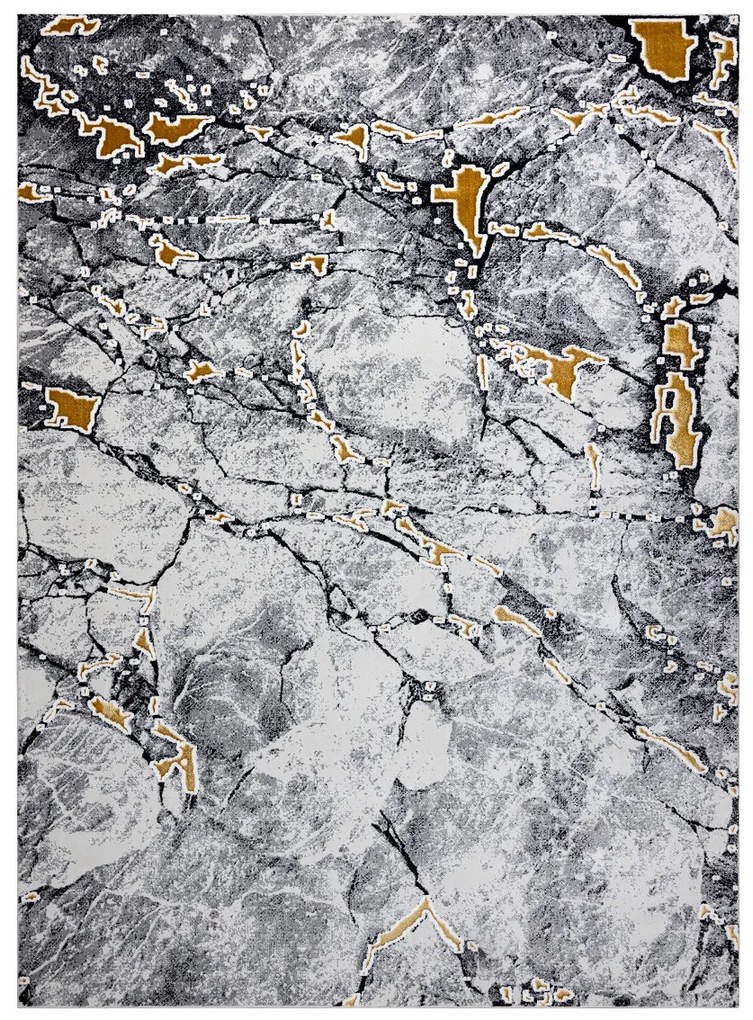 Dywany Łuszczów, Kusový koberec Gloss 528A 58 3D mramor ivory/black, 80x150, šedá, kancelář