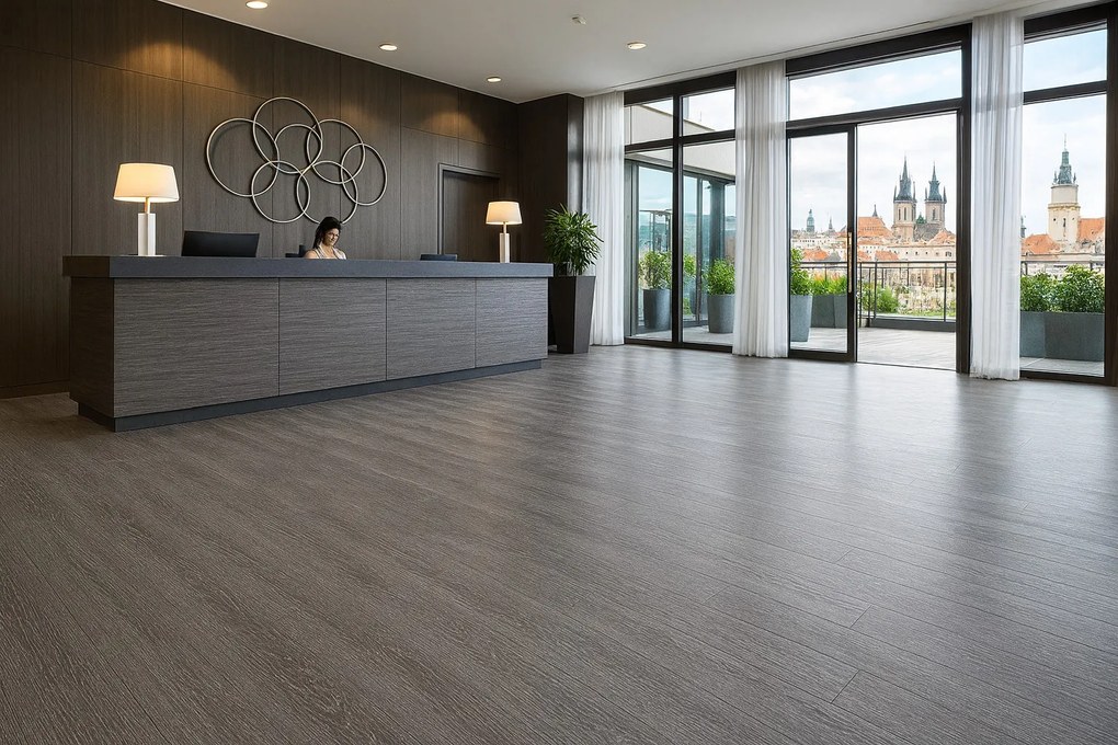 Gerflor, PVC podlaha - lino Flexar Nerok 1430 Oak Select Dark Grey, na míru, šíře 2m,4m, šedá, bez podkladu, chodba / předsíň