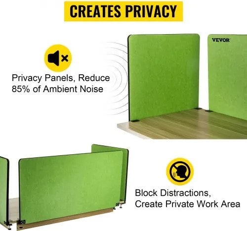 Desk Divider 152,4 cm Desk Privacy Panel, 3 Panel Privacy Akustický panel – Zelená