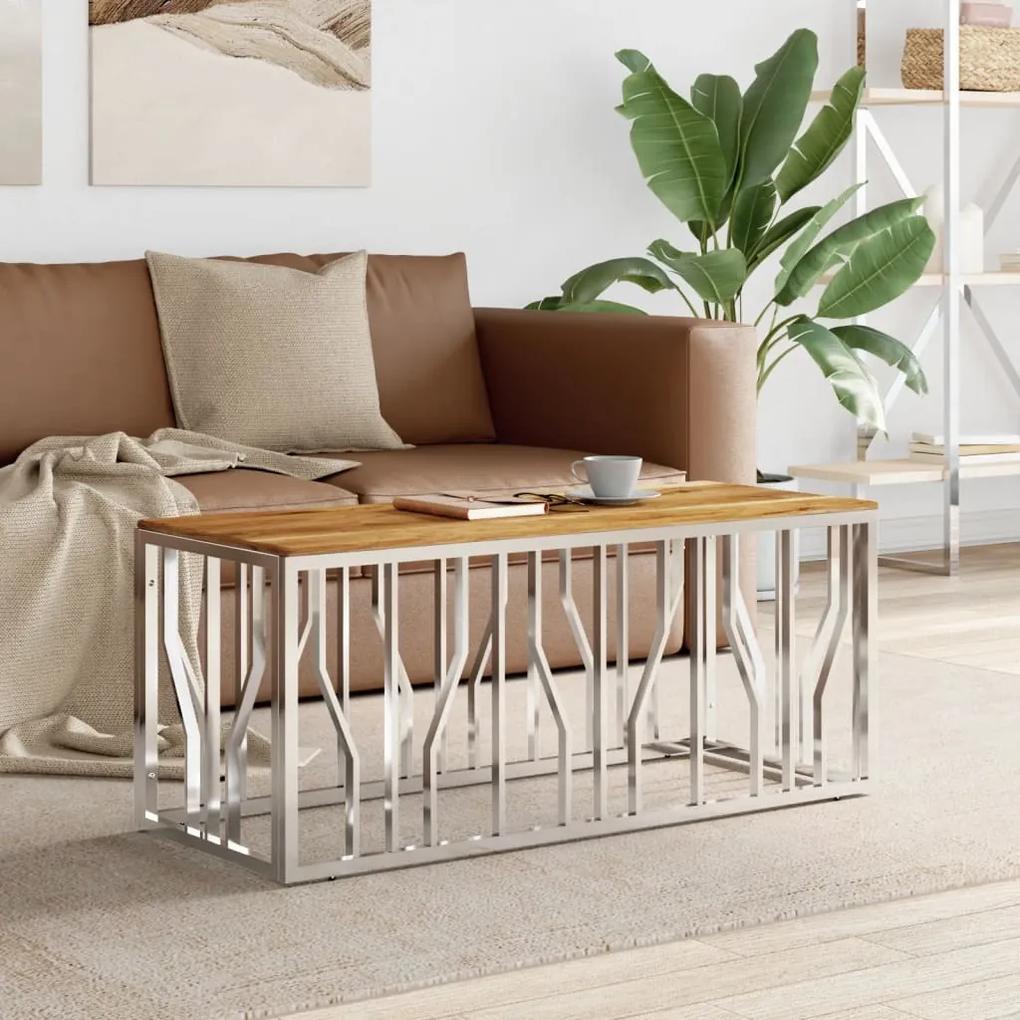 vidaXL Konferenční stolek nerezová ocel a recyklované dřevo [350056] Barva: zlatá