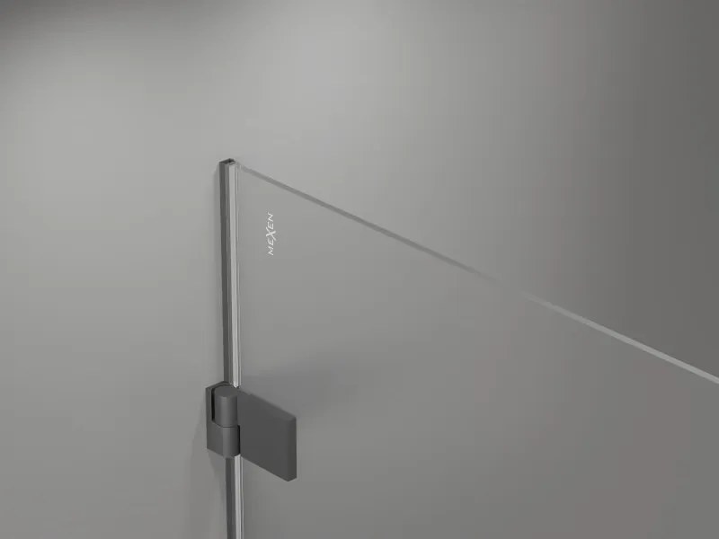Mexen Lunar-B Duo výklopný sprchový kout 75 x 70 cm, čiré sklo, grafitová, 832-075L-070P-95-00