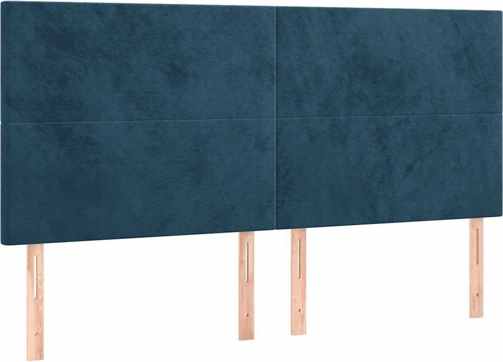 Box spring postel s matrací a LED tmavě modrá 160x200 cm samet 3136015