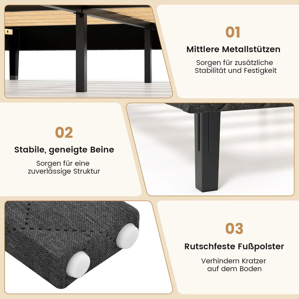 Costway Sametový rám postele s výškově nastavitelným čelem ve – 140 × 200 cm