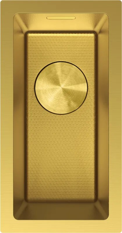 Mexen Trixo, 1-komorový nerezový dřez 230 x 440 mm, broušená zlatá, vzor voština, 6411221000-55HC
