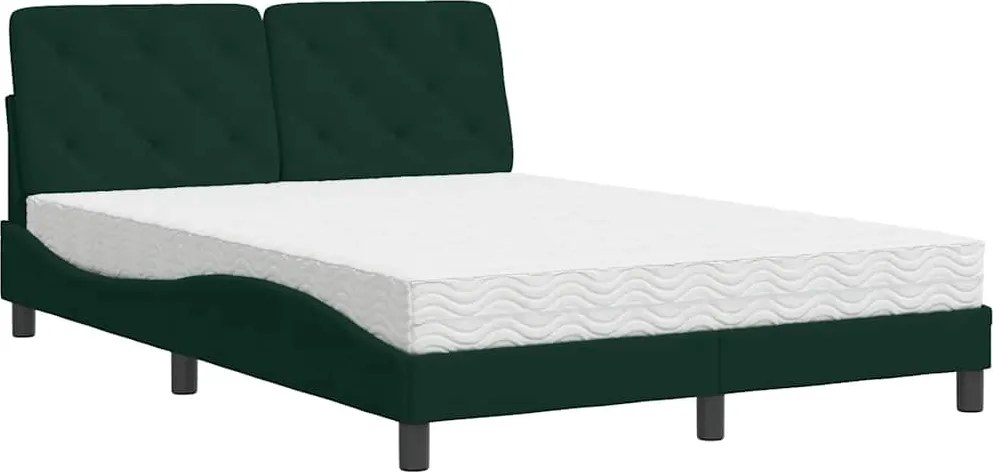 Postel s matrací tmavě zelená 140 x 190 cm samet 3208655