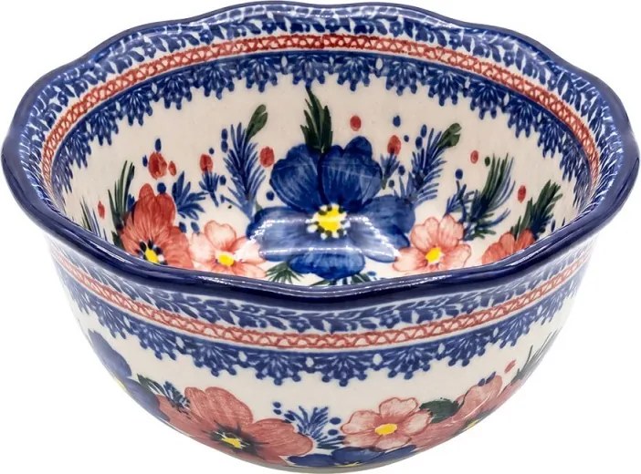 Keramická miska s květy a vlnitým okrajem Blooming Blue - Ø 13*7 cm