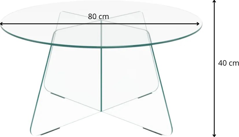 Skleněný konferenční stolek Samos 80 cm čirý