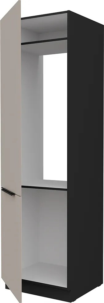 ARIA cb | vysoká skříňka 60 LO-210 2F na vestavnou lednici | 60 cm | ANTI FINGERPRINT povrch | černá/béžová