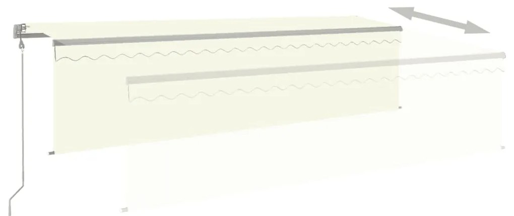 vidaXL Automatická zatahovací markýza s roletou 5 x 3 m krémová