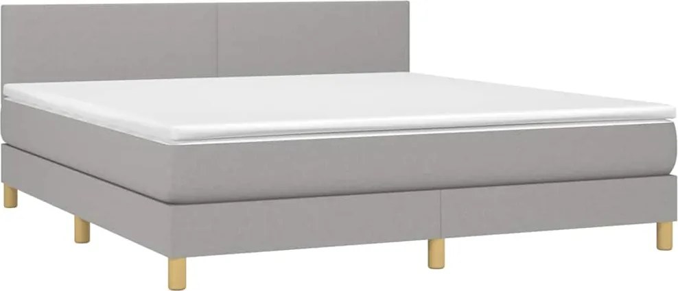 Box spring postel s matrací a LED světle šedá 160x200 cm textil 3133565
