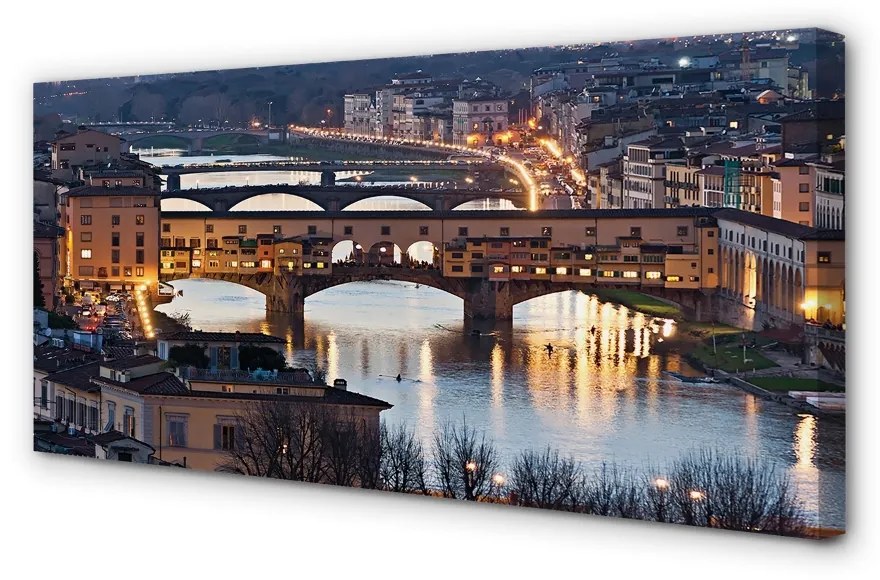 Obrazy na plátně Italy Bridges noc řeka 100x50 cm