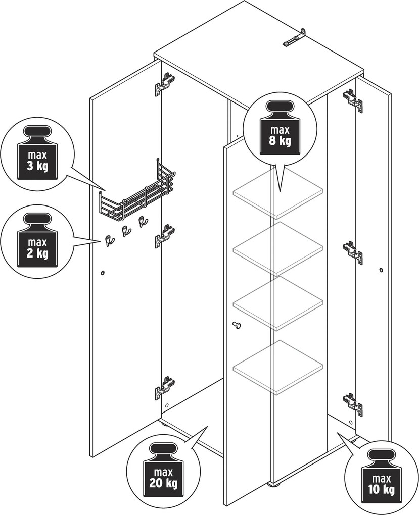 Tchibo - Univerzální skříň s bočním úložným prostorem - barva: bílá